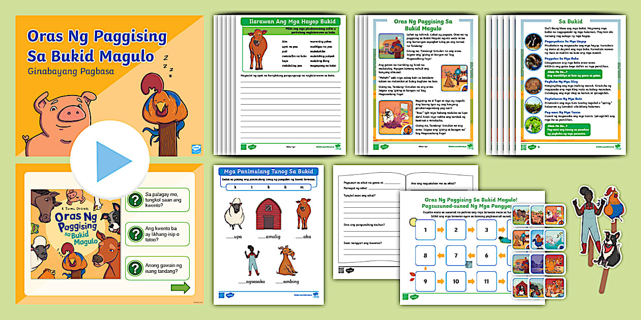 Oras Ng Paggising Sa Bukid Magulo: Mga Pagsasanay Sa Pagbasa | Grade 1