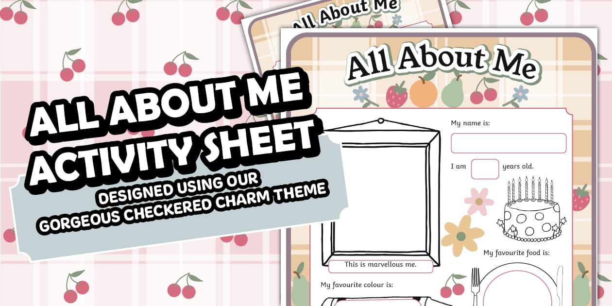 Checkered Charm Themed All About Me Activity Sheet