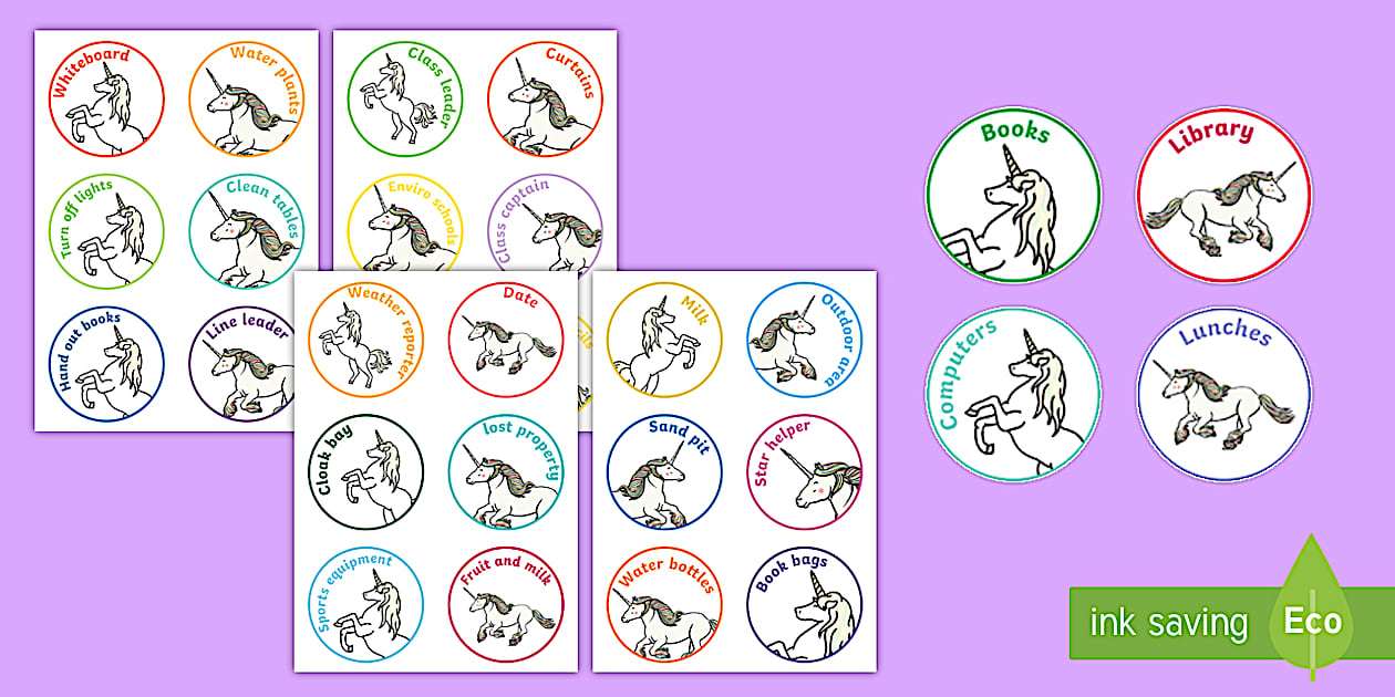 Editable Unicorn Job Labels (Lehrer gemacht) - Twinkl