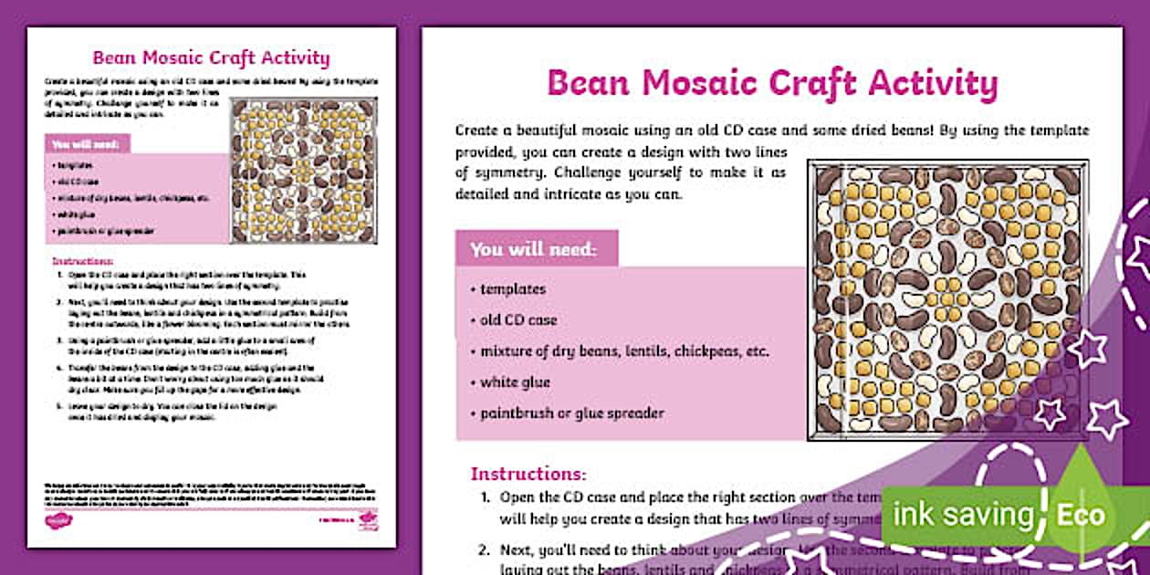 Bean Mosaic Craft Activity (teacher made) - Twinkl