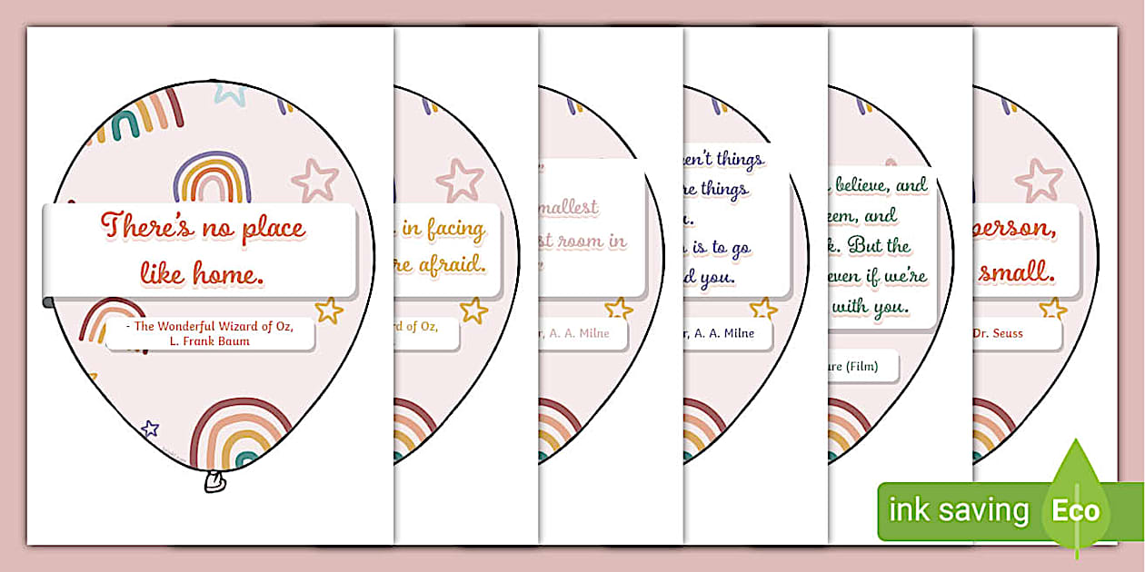 Reading Corner Quotes Balloons Muted Colour Themed Display Pack