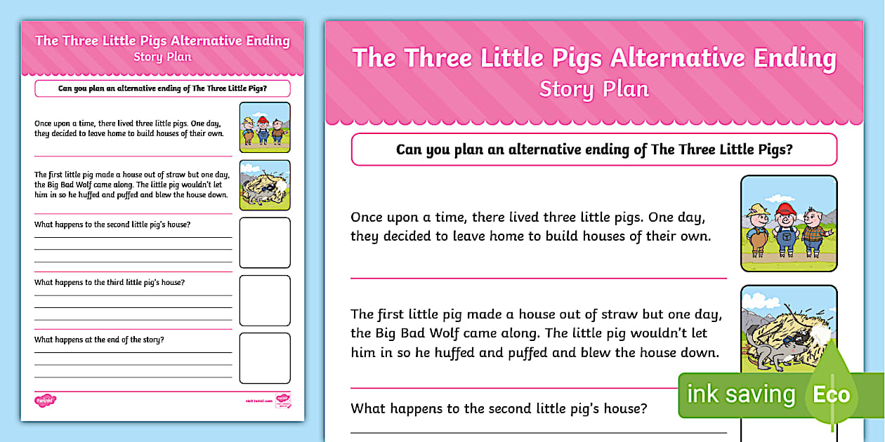 Editable The Three Little Pigs Alternative Ending Story Planning Template