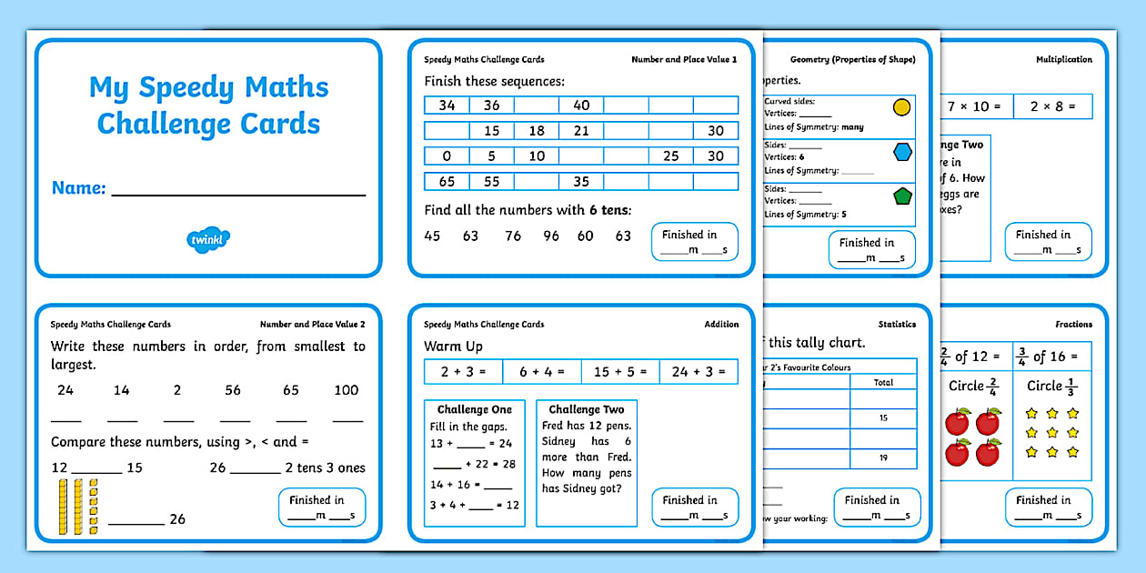 Speedy Maths Challenge Cards (teacher made) - Twinkl