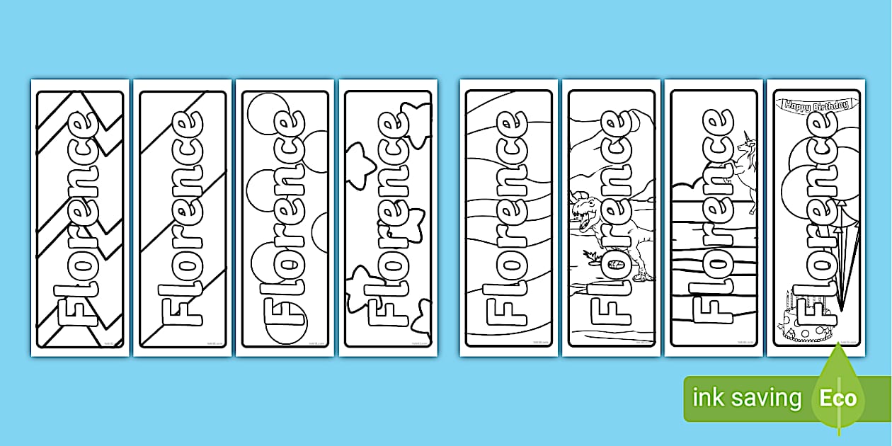 Florence Name Simple Colouring Bookmarks (teacher made)