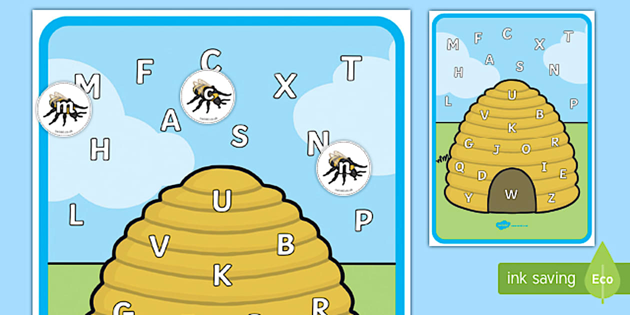 Beehive Themed Upper and Lower Case Letter Matching Activity