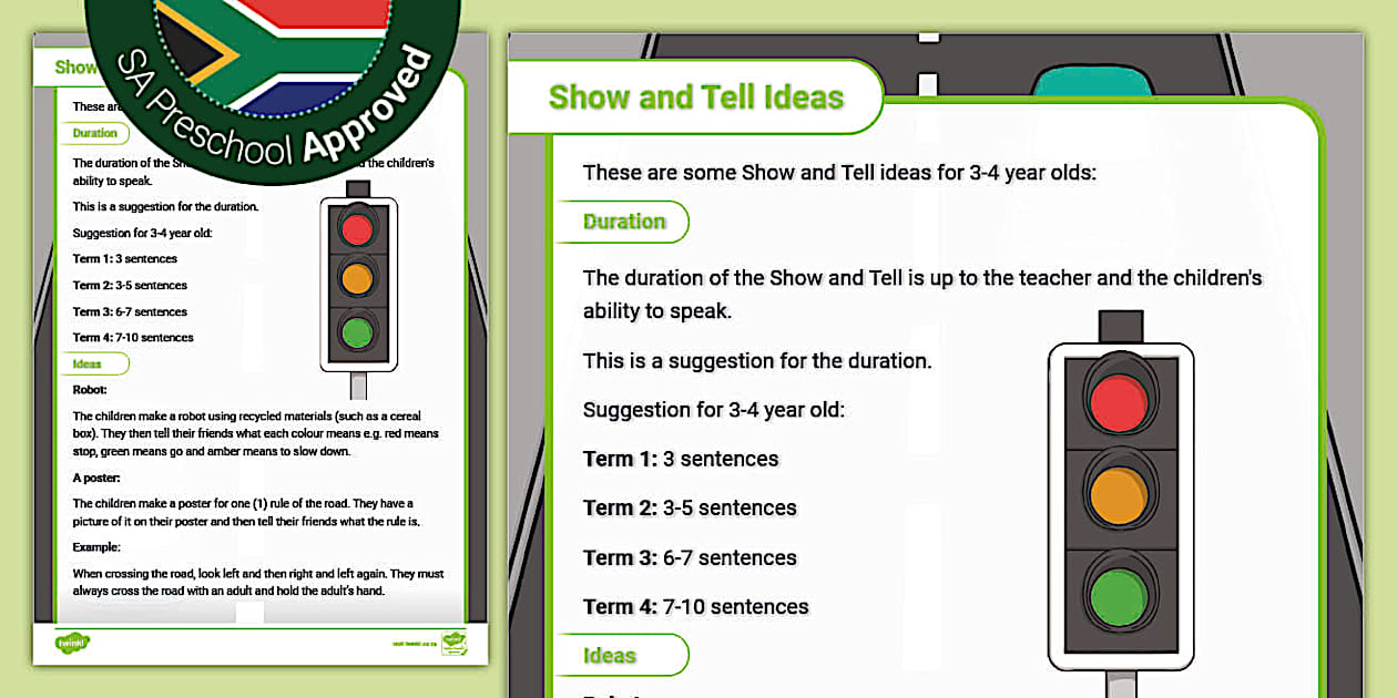 Road Safety: Show and Tell Ideas (Ages 3-4) (teacher made)
