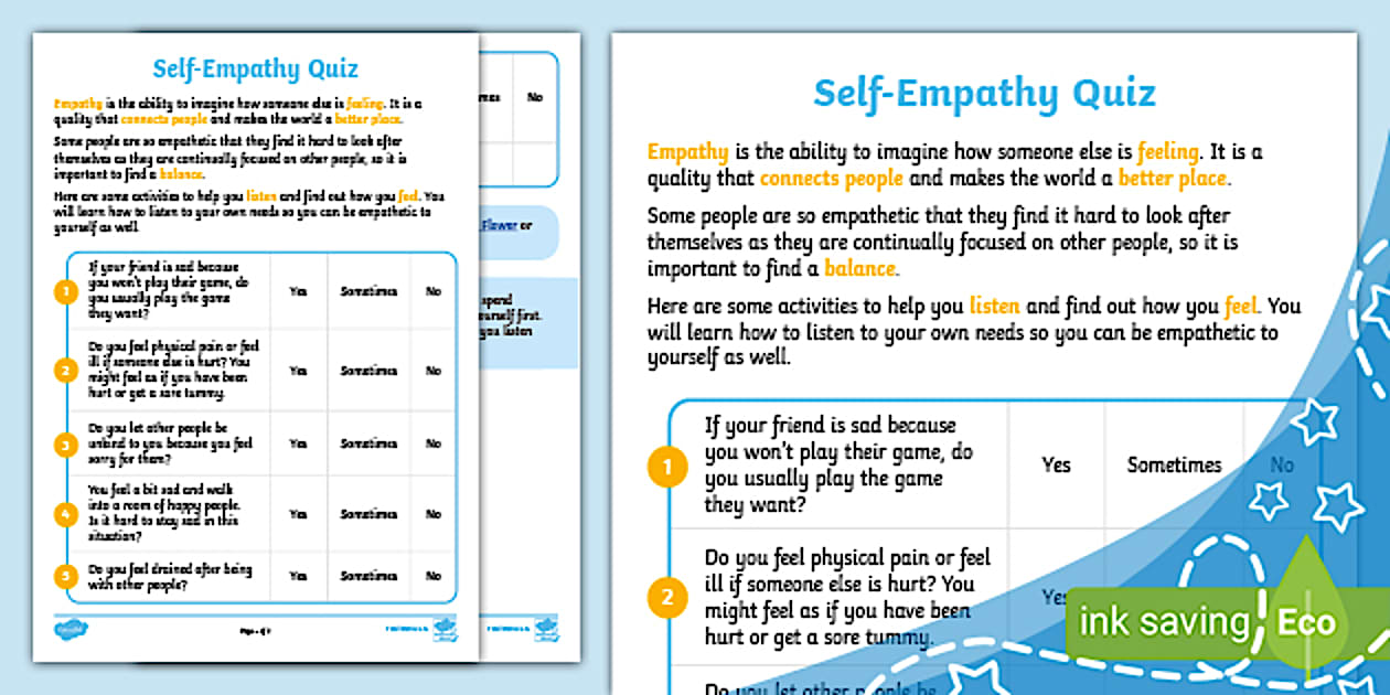 Self-Empathy Quiz (teacher made) - Twinkl