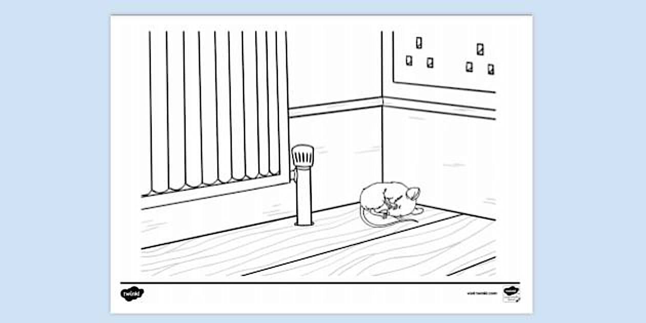 EYFS Mouse Sleeping in Corner Colouring | Colouring Sheets