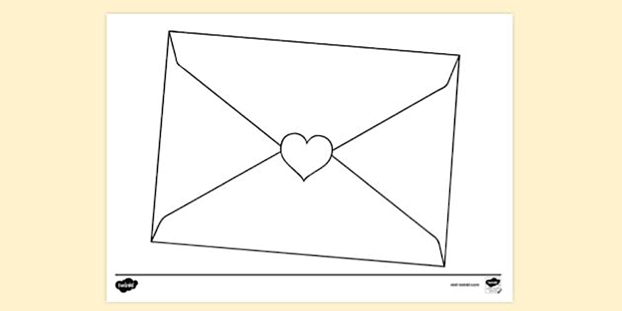Envelope With Heart Colouring | Colouring Sheets - Twinkl