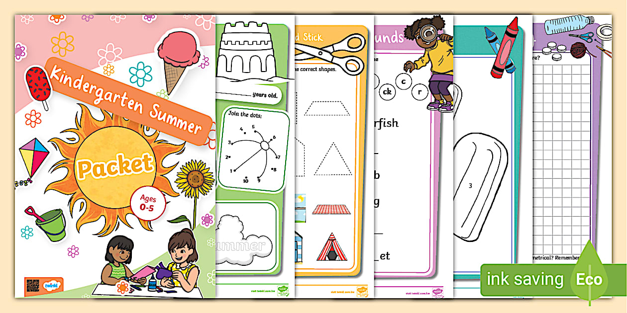 Kindergarten Summer Packet - Activity Book for Kids