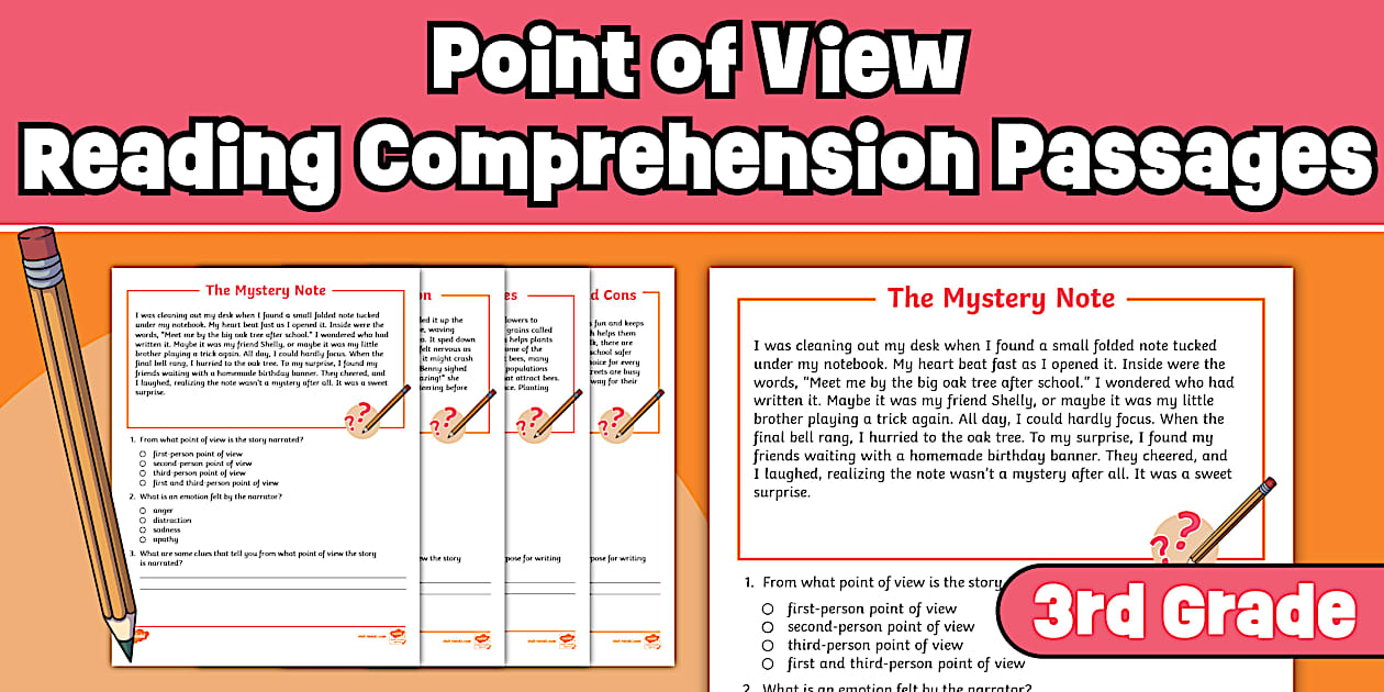 Third Grade Point of View Reading Passage Comprehension