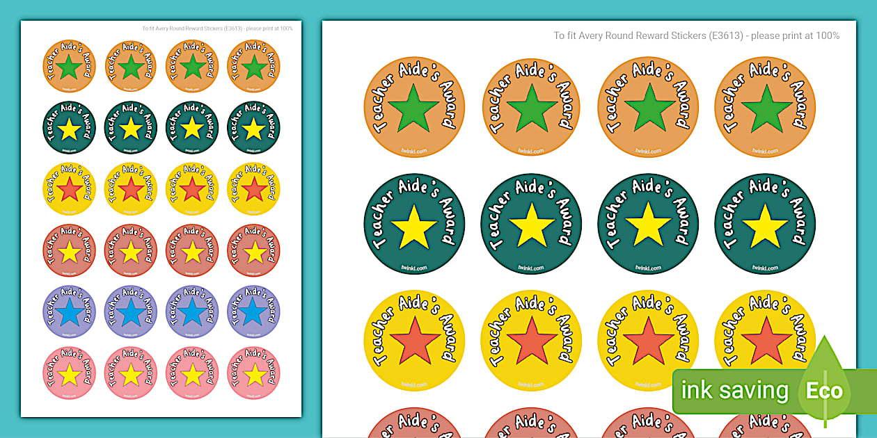 Teacher Aide Stickers - Staff Appreciation (teacher made)