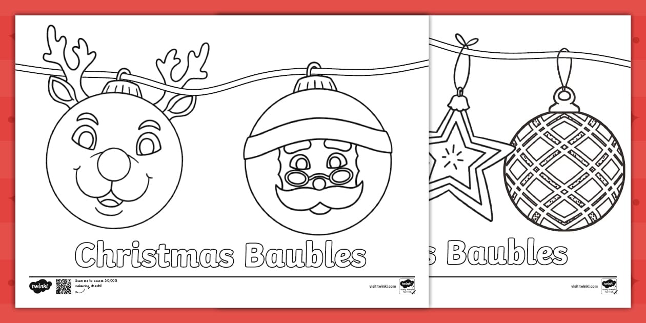 Christmas Baubles Colouring Pages (professor feito) - Twinkl