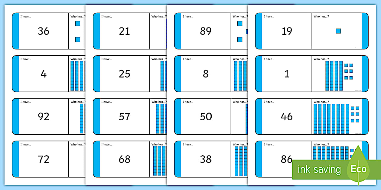 Numbers 1-100 with Dienes Loop Cards - Numbers 1-100 with Dienes Loop Cards