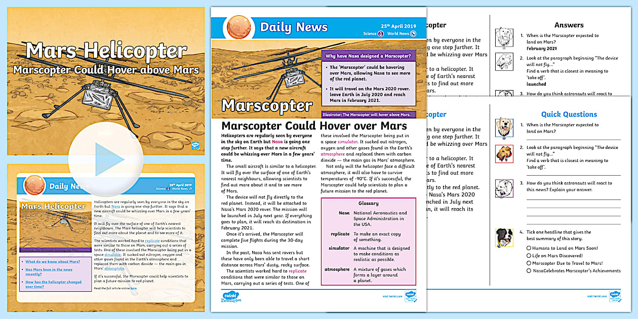 LKS2 Mars Helicopter Daily News Resource Pack (teacher made)