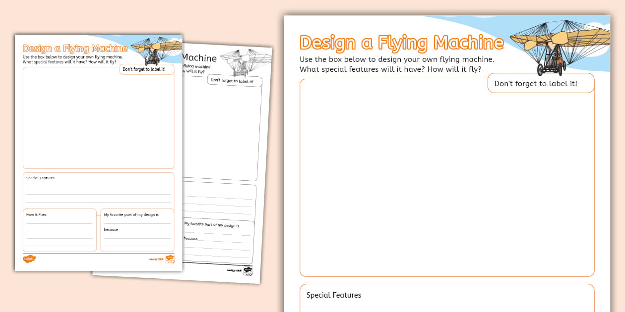 Design a Flying Machine Worksheet (teacher made) - Twinkl