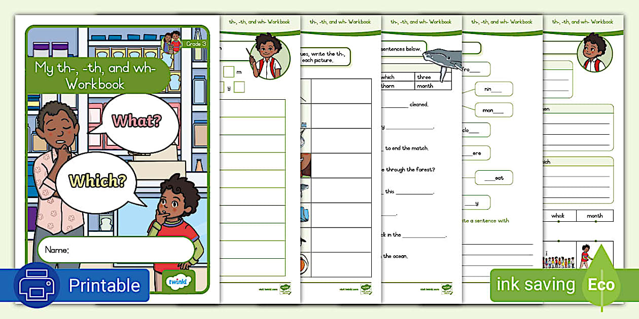 Grade 3 Phonics: th-,-th and wh Workbooks