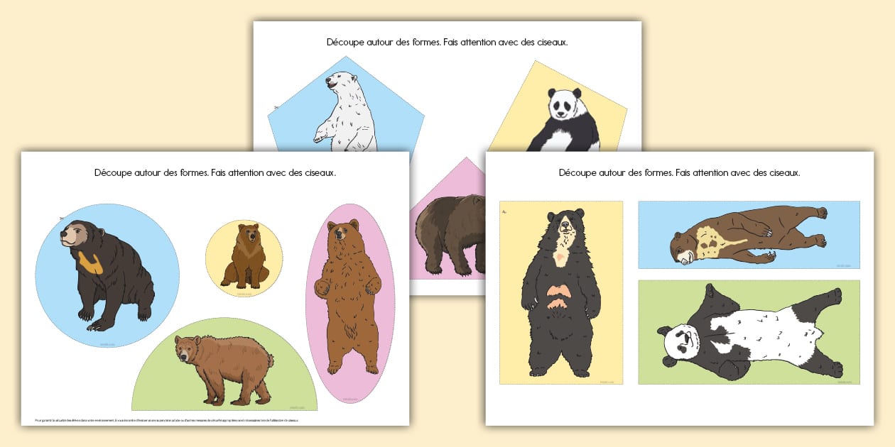 Compétences de découpe : Les ours (teacher made) - Twinkl
