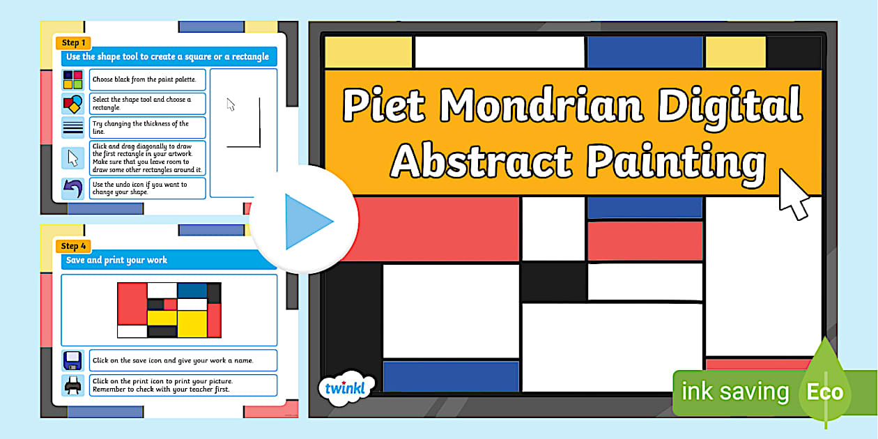 Piet Mondrian Digital Abstract Painting - Computing - Twinkl