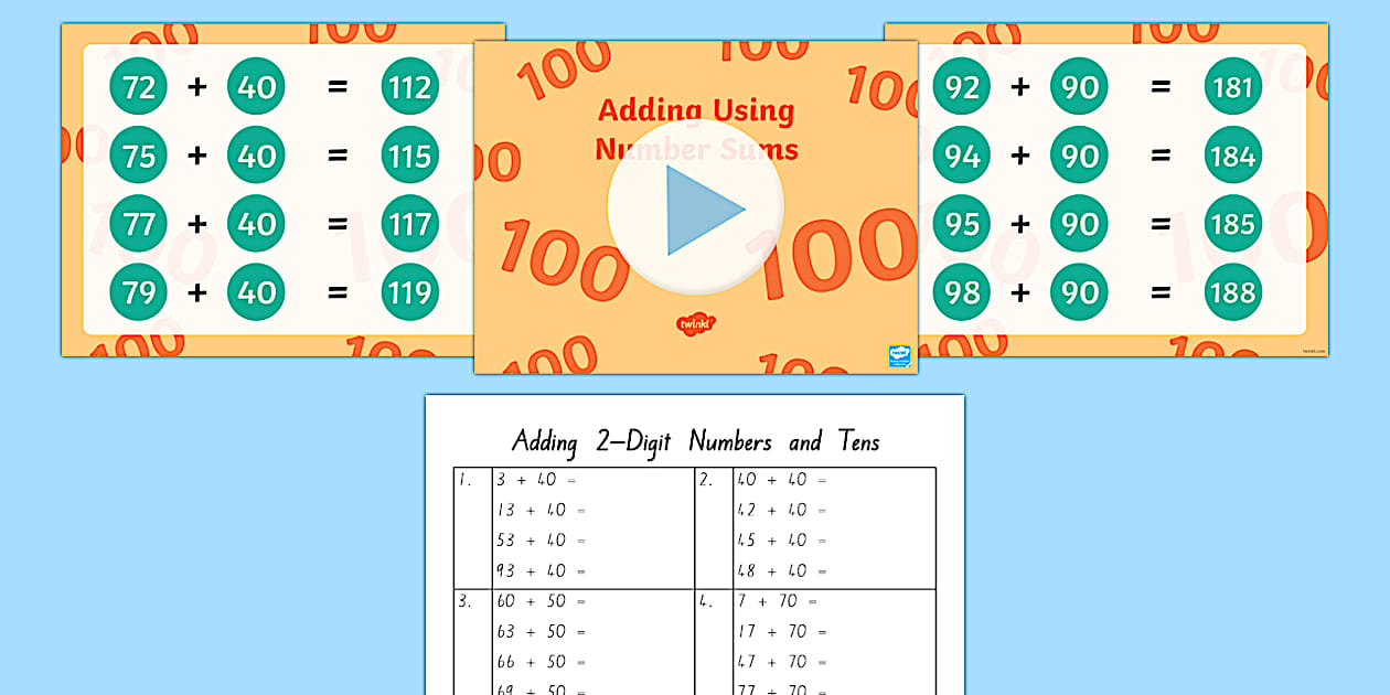 Adding Two-Digit Numbers up to 100 Teaching Pack - Twinkl