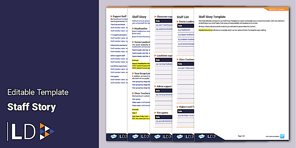 Staff List and Staff Story: Editable Template - Leaders