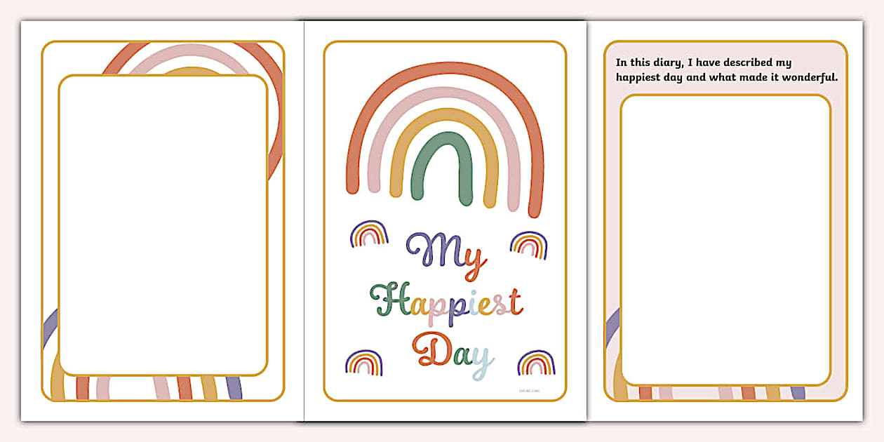 Muted Rainbow Themed My Happiest Day Diary Writing Frame