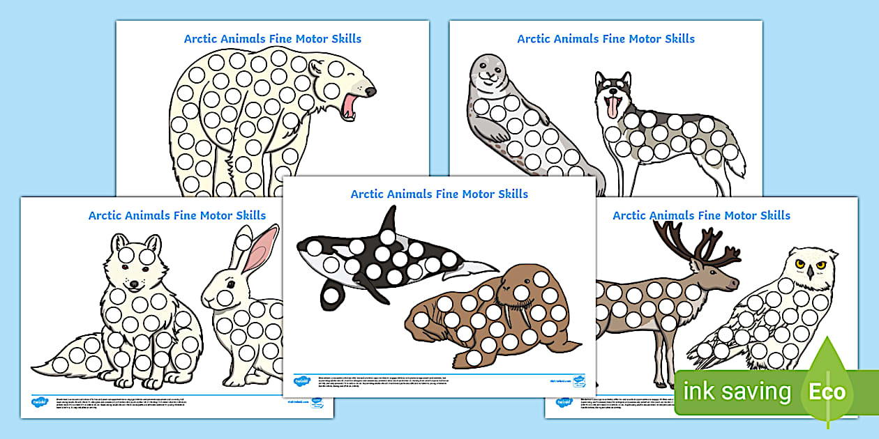Arctic Animals Button Placing Fine Motor Skills - Twinkl