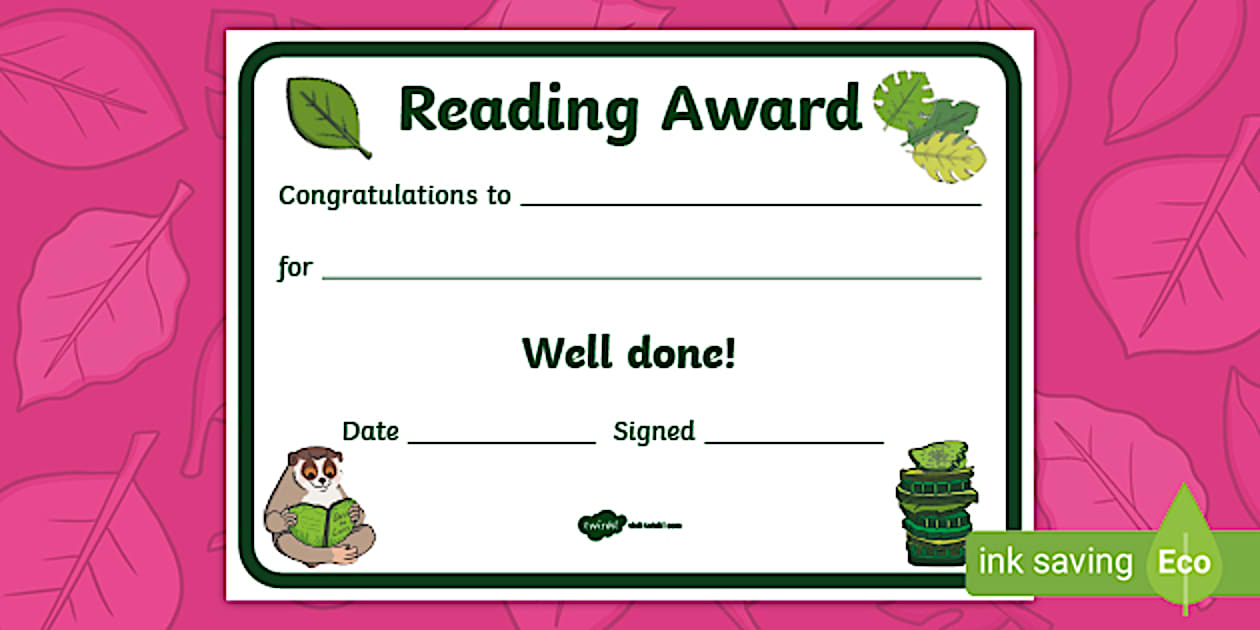 Reading Rainforest Certificates (teacher made) - Twinkl