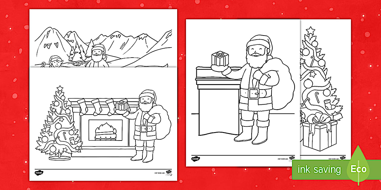 Fun Santa Coloring Sheets Pack for Kids | Twinkl USA