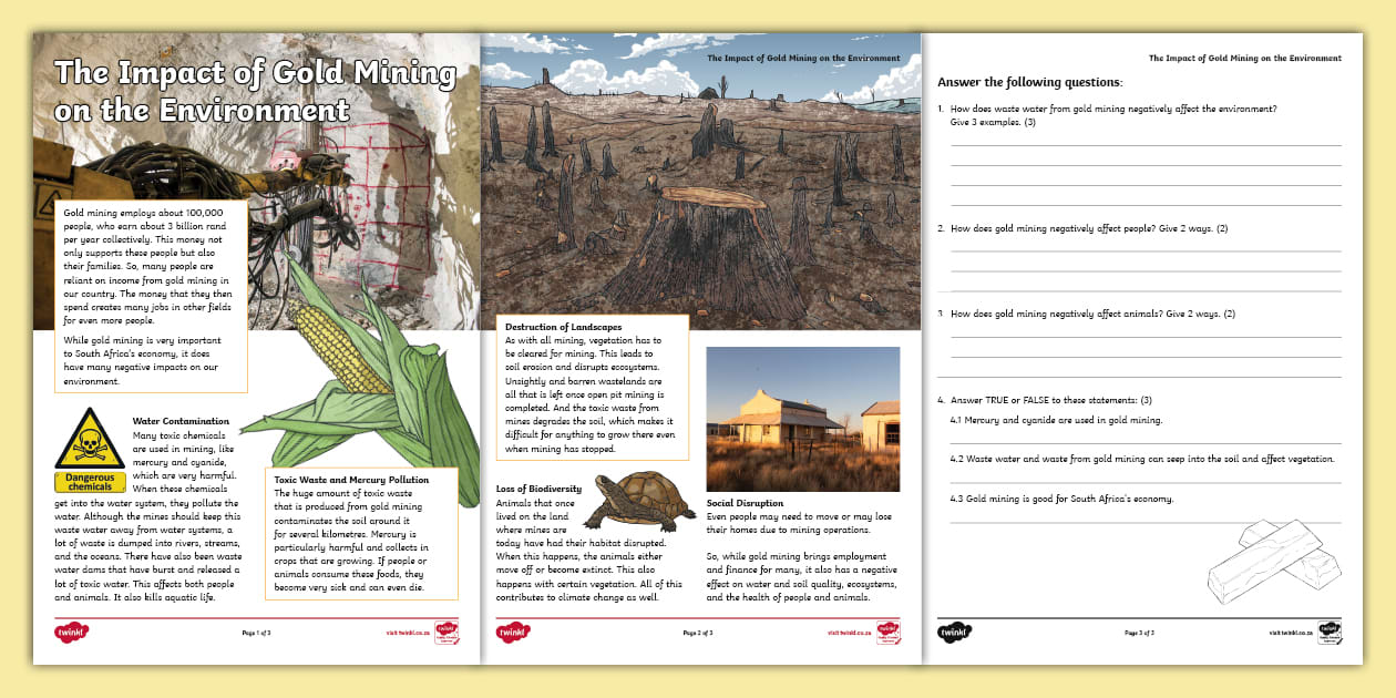 The Impact of Gold Mining on the Environment–Activity Sheet
