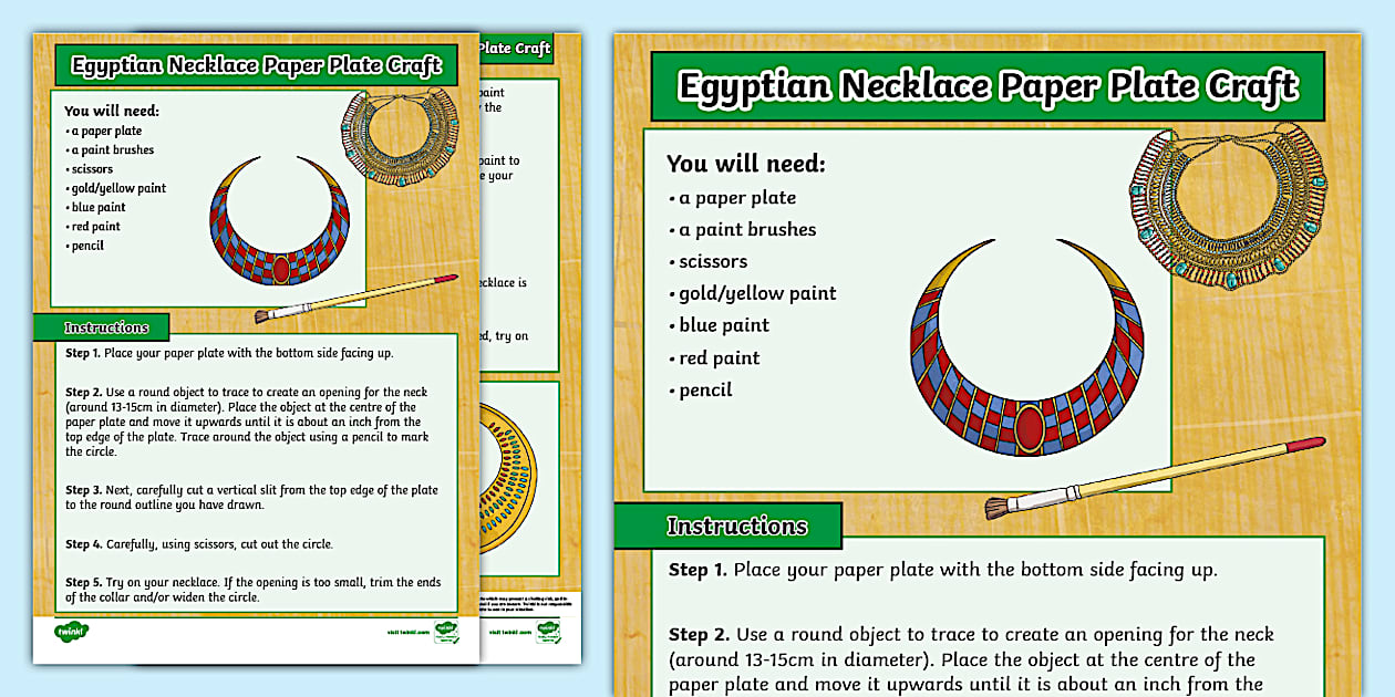 Egyptian Necklace Paper Plate Craft (teacher made) - Twinkl
