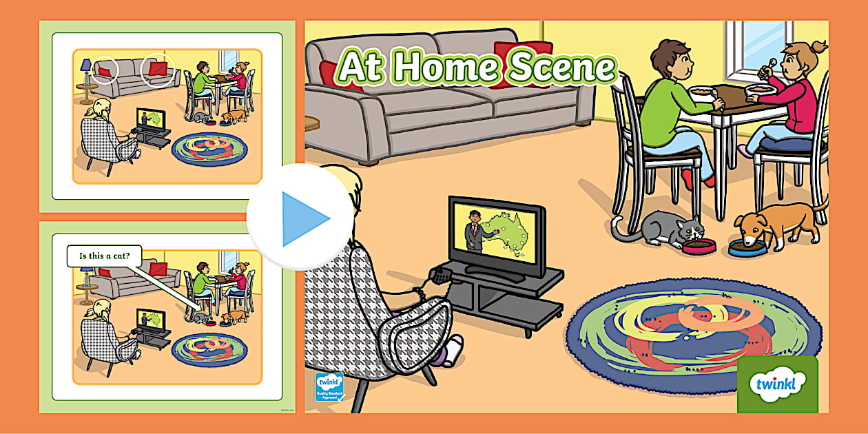 At Home Scene Blanks Level 1 Questions PowerPoint - Twinkl