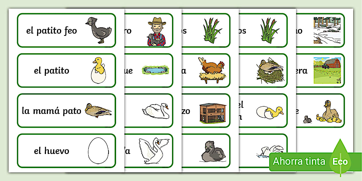 The Ugly Duckling Word Cards-Spanish