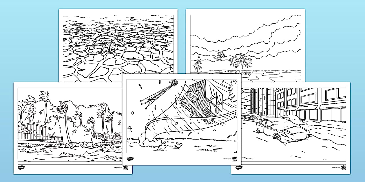 Extreme Weather Coloring Sheets (teacher made) - Twinkl