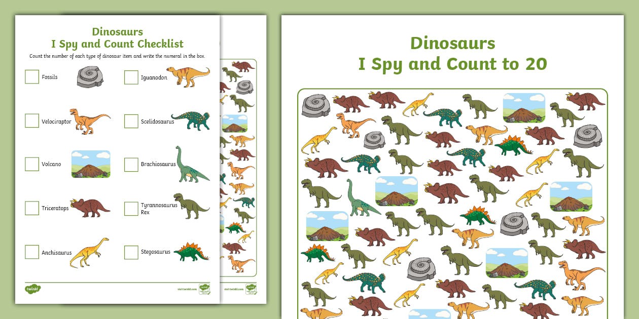 Dinosaurs I Spy and Count Activity to 20