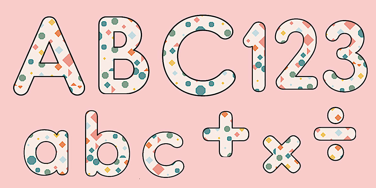 Geometric Boho Theme Bulletin Board Letters and Numbers