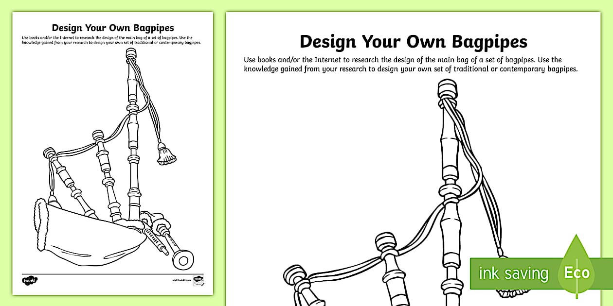 Design Your Own Bagpipes Worksheet / Worksheet - Twinkl