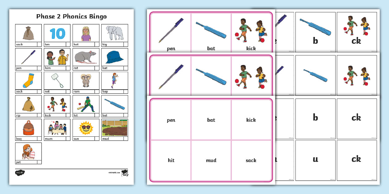 Phase 2 Phonics CK, E, U, R, H, B Bingo (teacher made)
