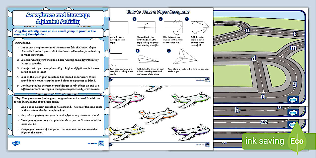 Aeroplanes and Runways Alphabet Activity (teacher made)