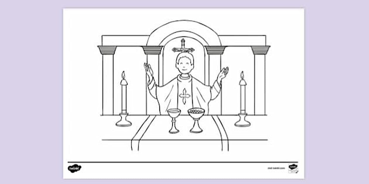 Priest Behind Altar Colouring Sheet | Colouring Sheets