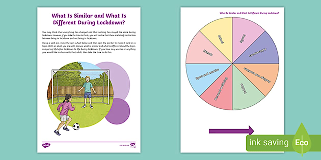 What Is Similar and What Is Different During Lockdown? Spin Wheel Worksheet