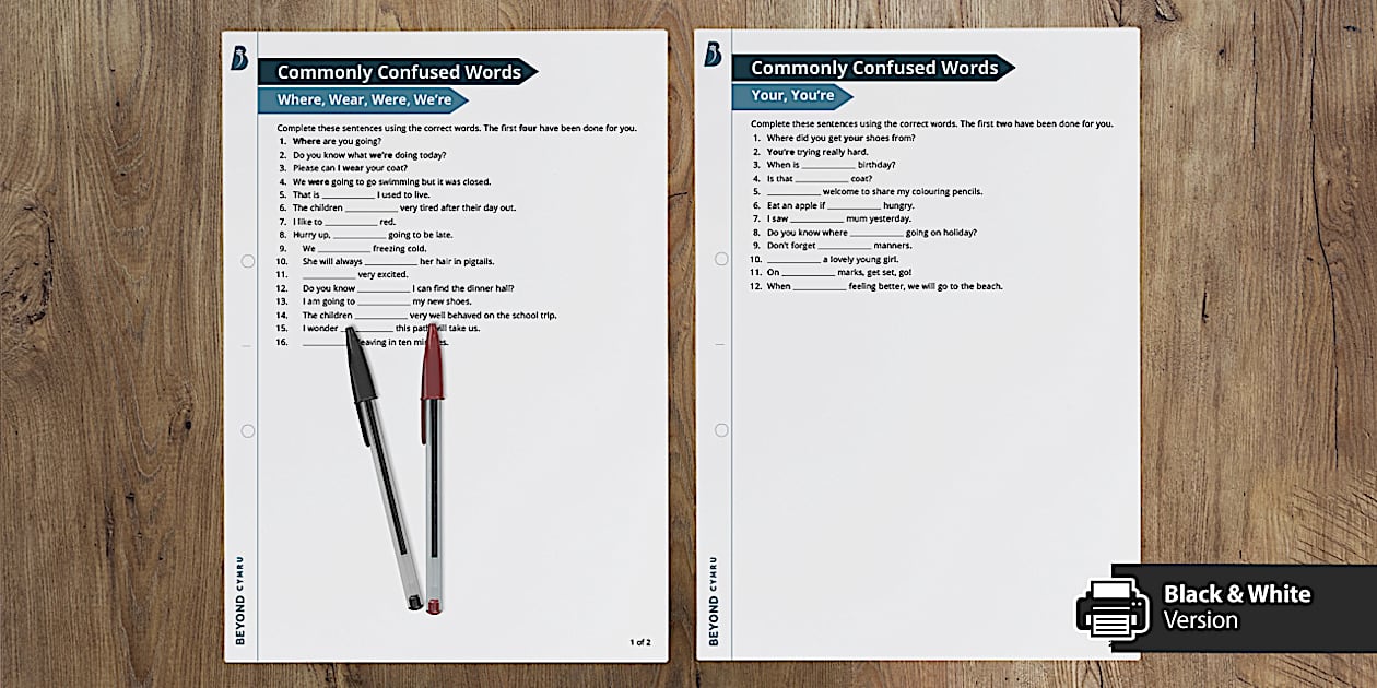 Homophones Practice Activity Sheet