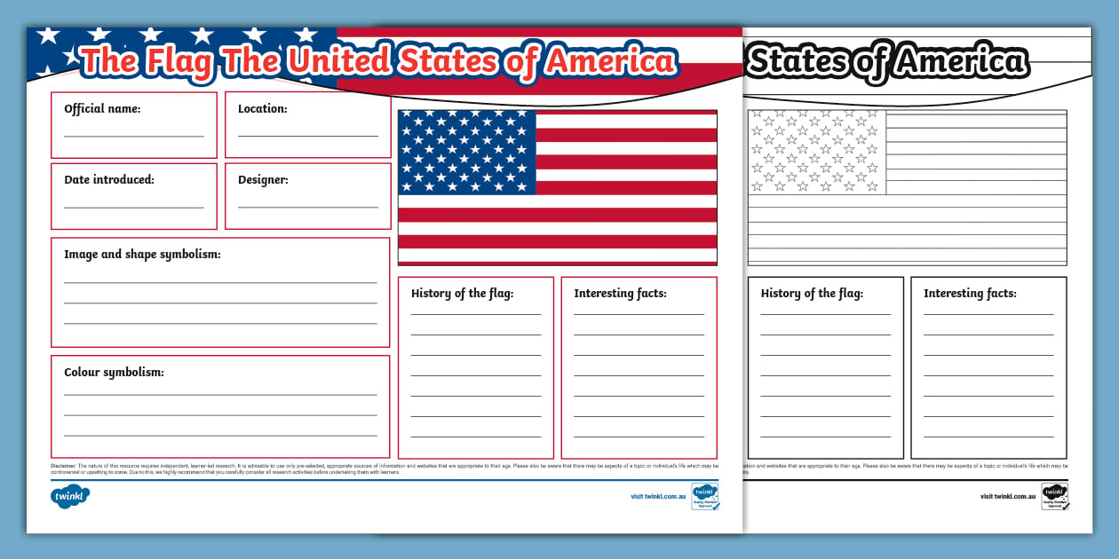 United States of America Flag Fact File Template