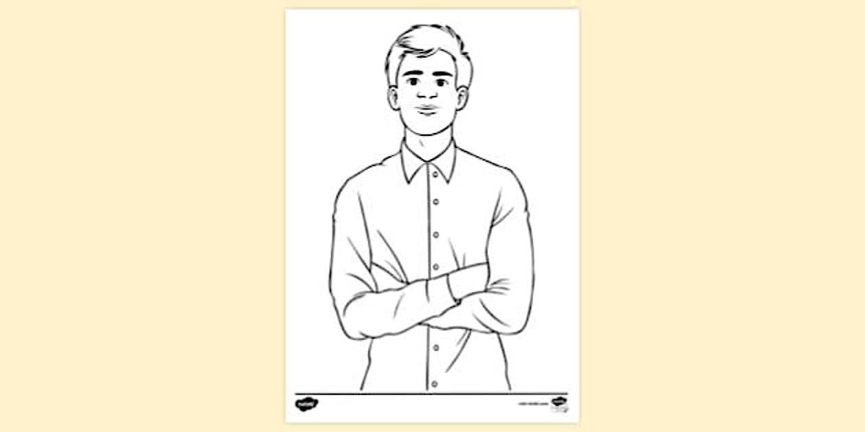Man Arms Crossed Colouring | Colouring Sheets (teacher made)