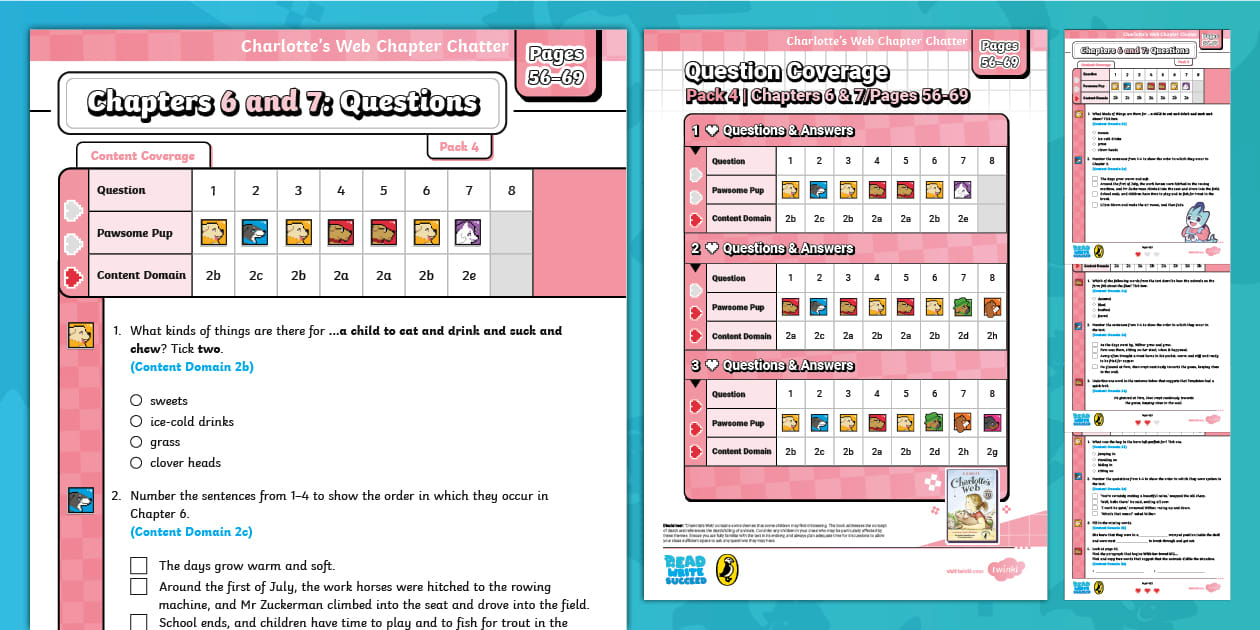 FREE! - LKS2 Charlotte's Web Chapter Chatter Comprehension Pack 4