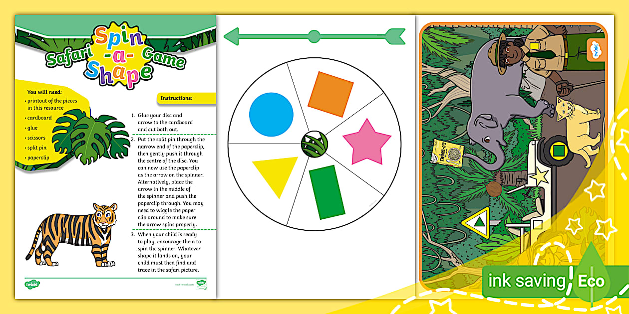 Safari Spin-a-Shape Game (teacher made) - Twinkl