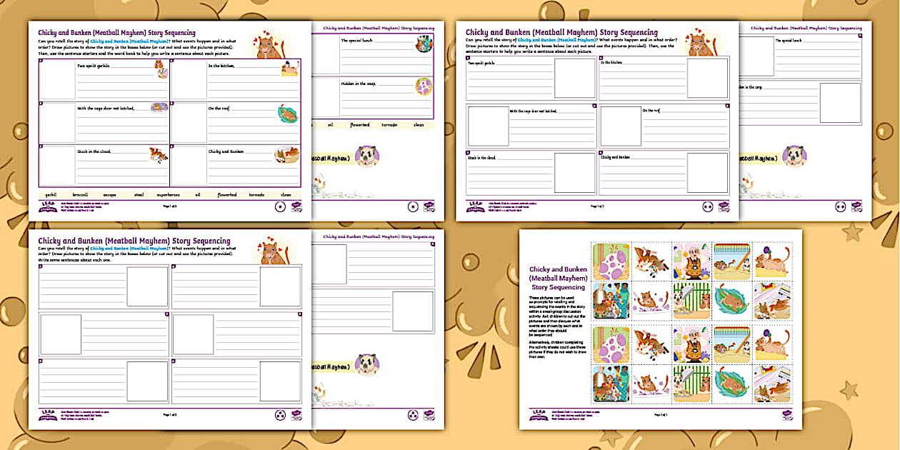 Chicky and Bunken (Meatball Mayhem) Story Sequencing