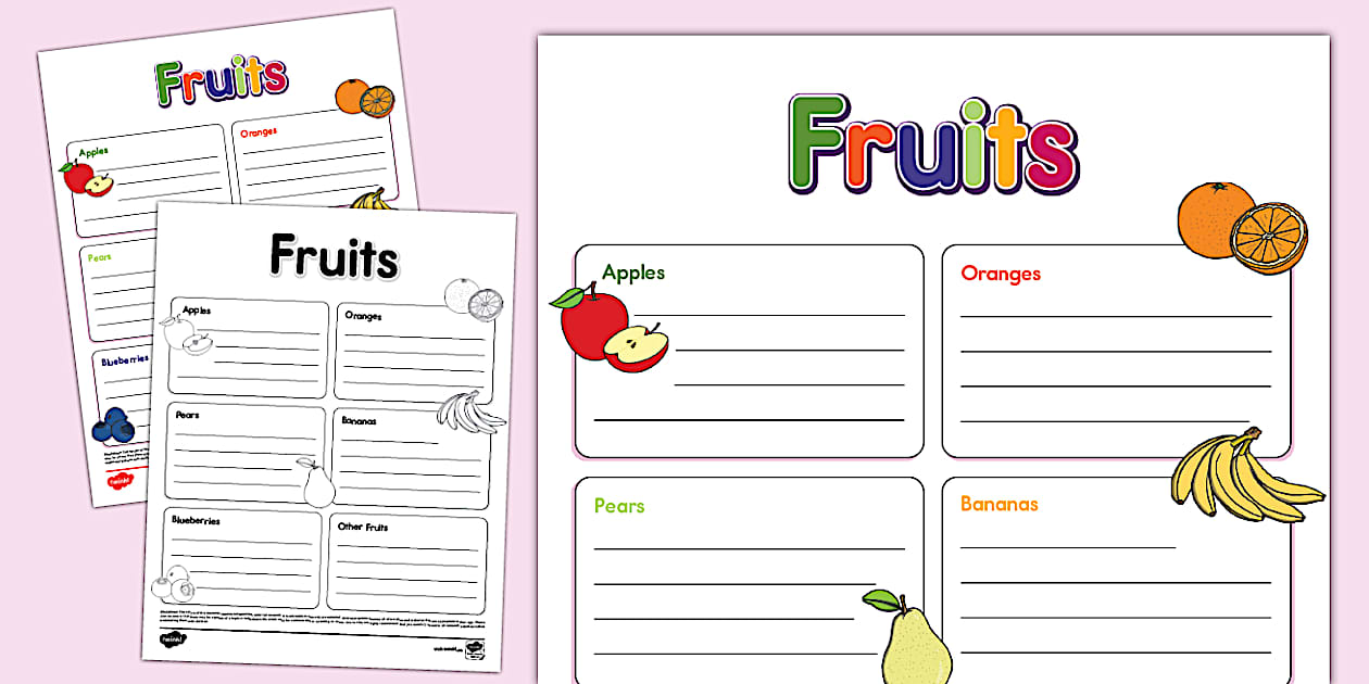 Fruits Fact File Template (teacher made) - Twinkl