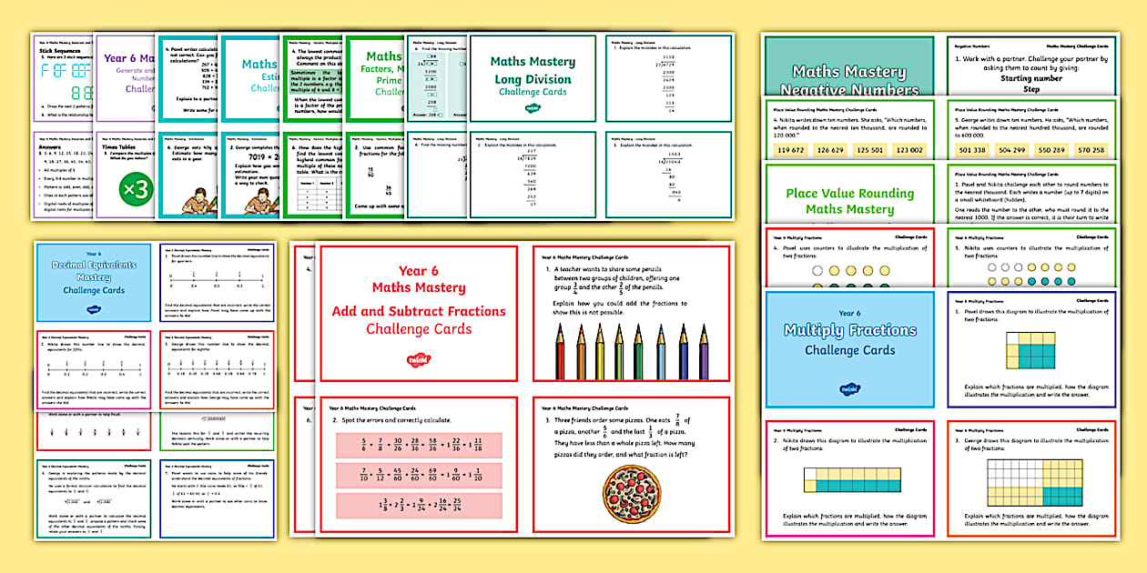 Year 6 Maths Mastery Challenge Cards on Bumper Pack - Twinkl