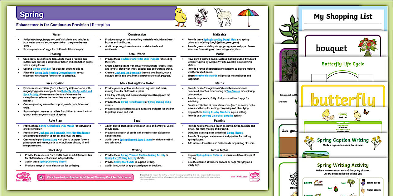 EYFS Spring Continuous Provision Ideas and Resource Pack